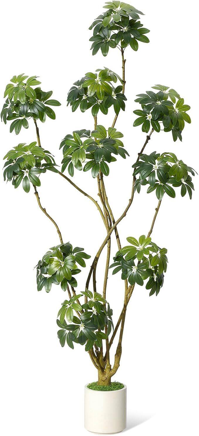 Maxxis Merch 7ft Tall Fake Plant,in Decorative White Planter with ...