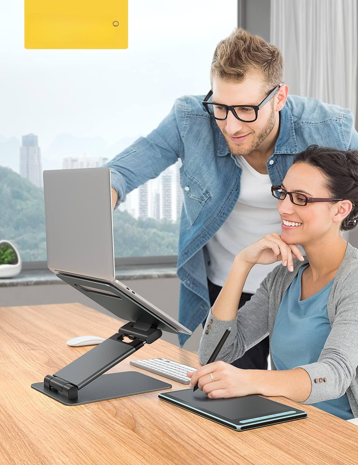 ThinkLink Electronic Height Adjustable Laptop Stand Desk Dual Foldable ...