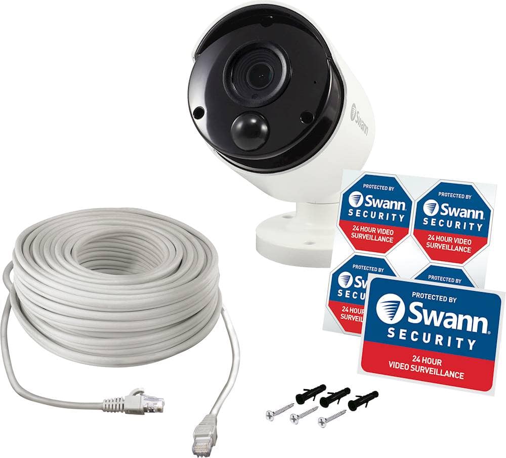 Best Buy: Swann Indoor/Outdoor 4K Wired Surveillance Camera White SWNHD ...