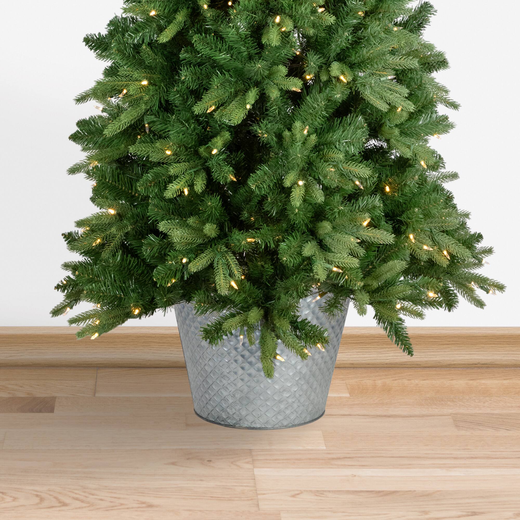 Northlight 14" Zinc Bucket Christmas Tree Collar Silver 35688229 - Best Buy