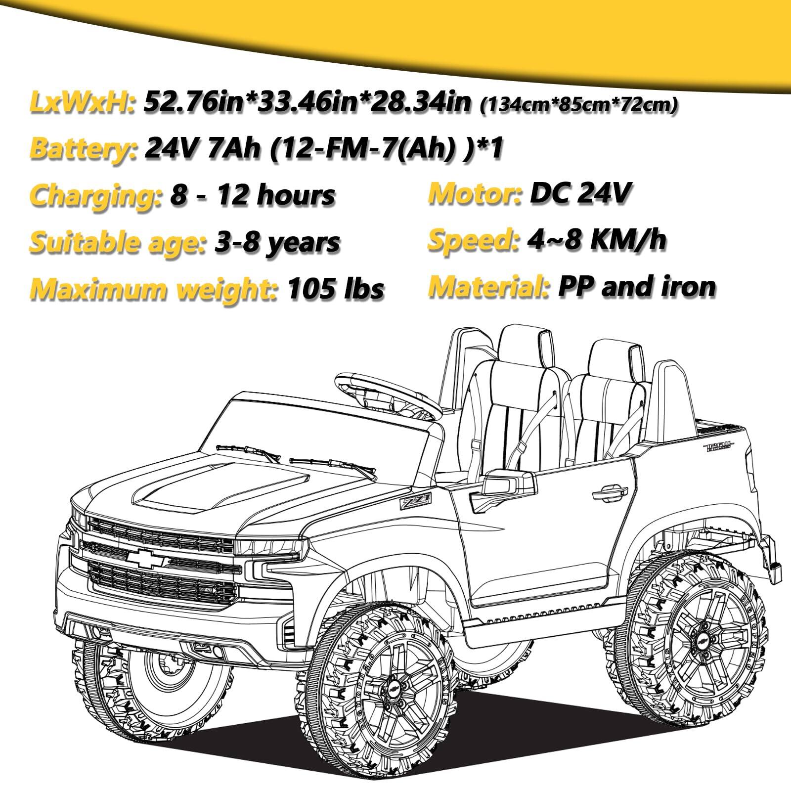 Jojoka 24v 2 Seater Electric Car with Parent Remote Control, 3 Speed ...