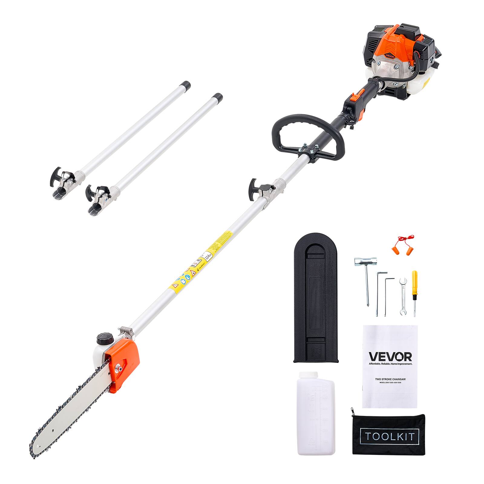 VEVOR Gas Pole Saw, 25CC 2 Stroke Gas Powered Pole Saws with 12 in ...
