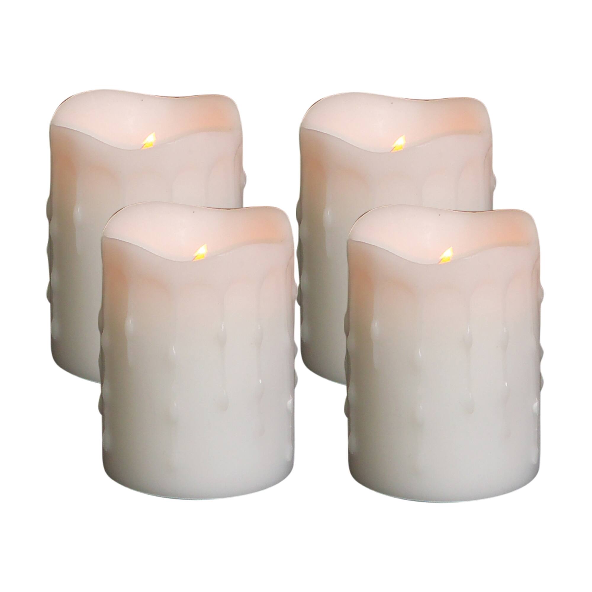BreeBe LED Dripping Wax Pillar Candles (Set of 4) White 45374DS - Best Buy