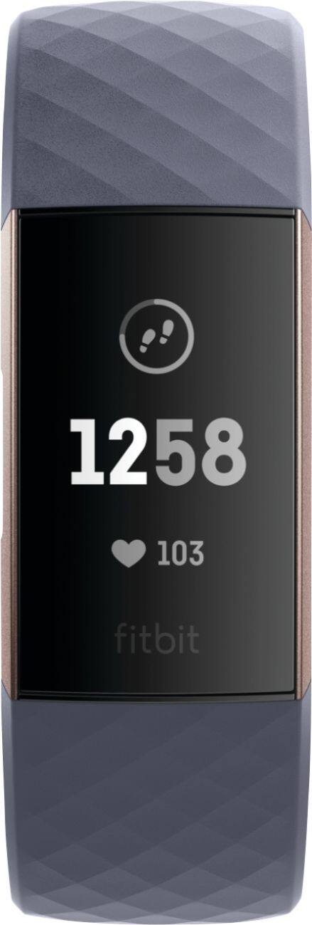 Fitbit Charge 3 Activity Tracker + Heart Rate Blue Gray/Rose Gold ...