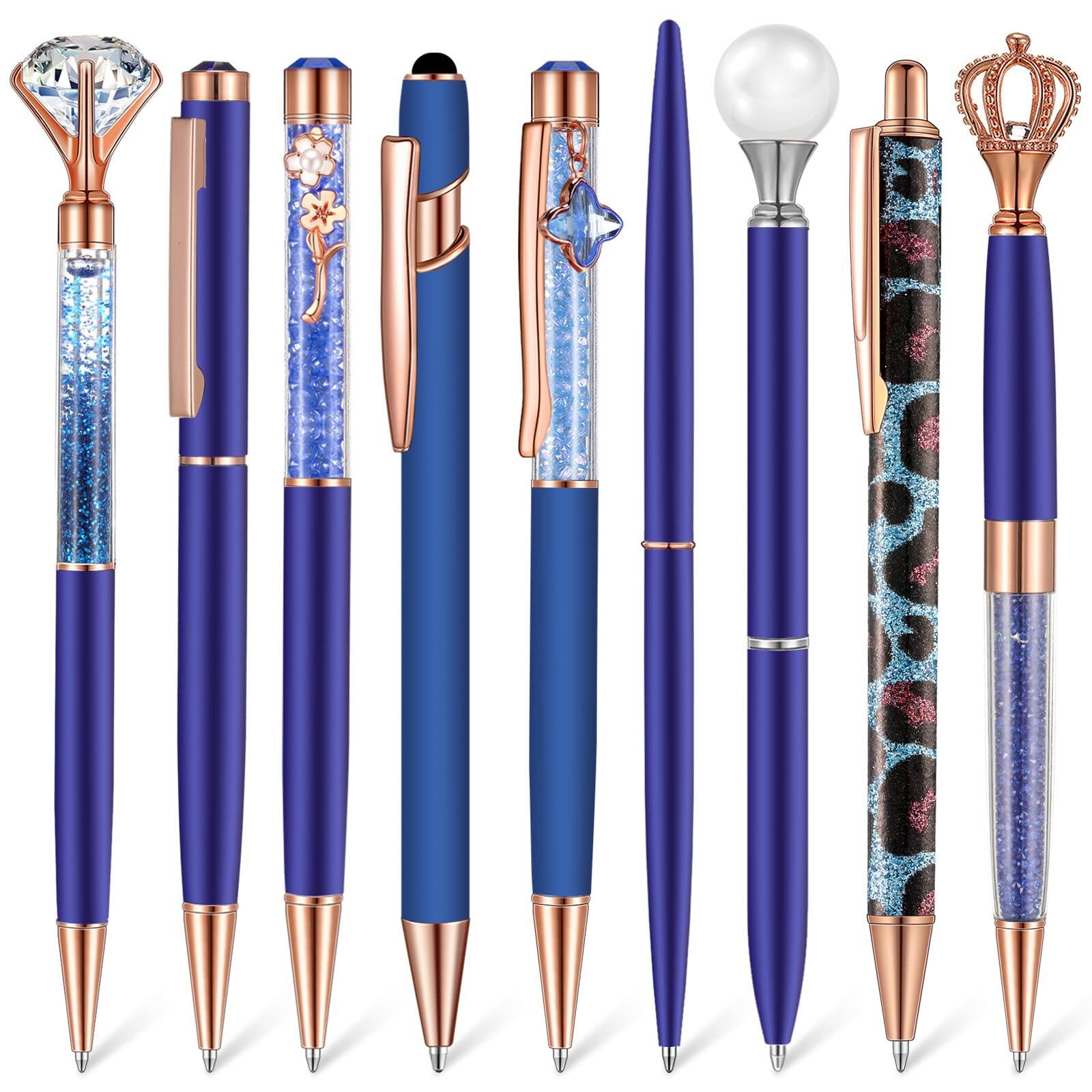 Paradigms Interiors 9 Ballpoint Pens Set Metal Crystal Glitter For ...