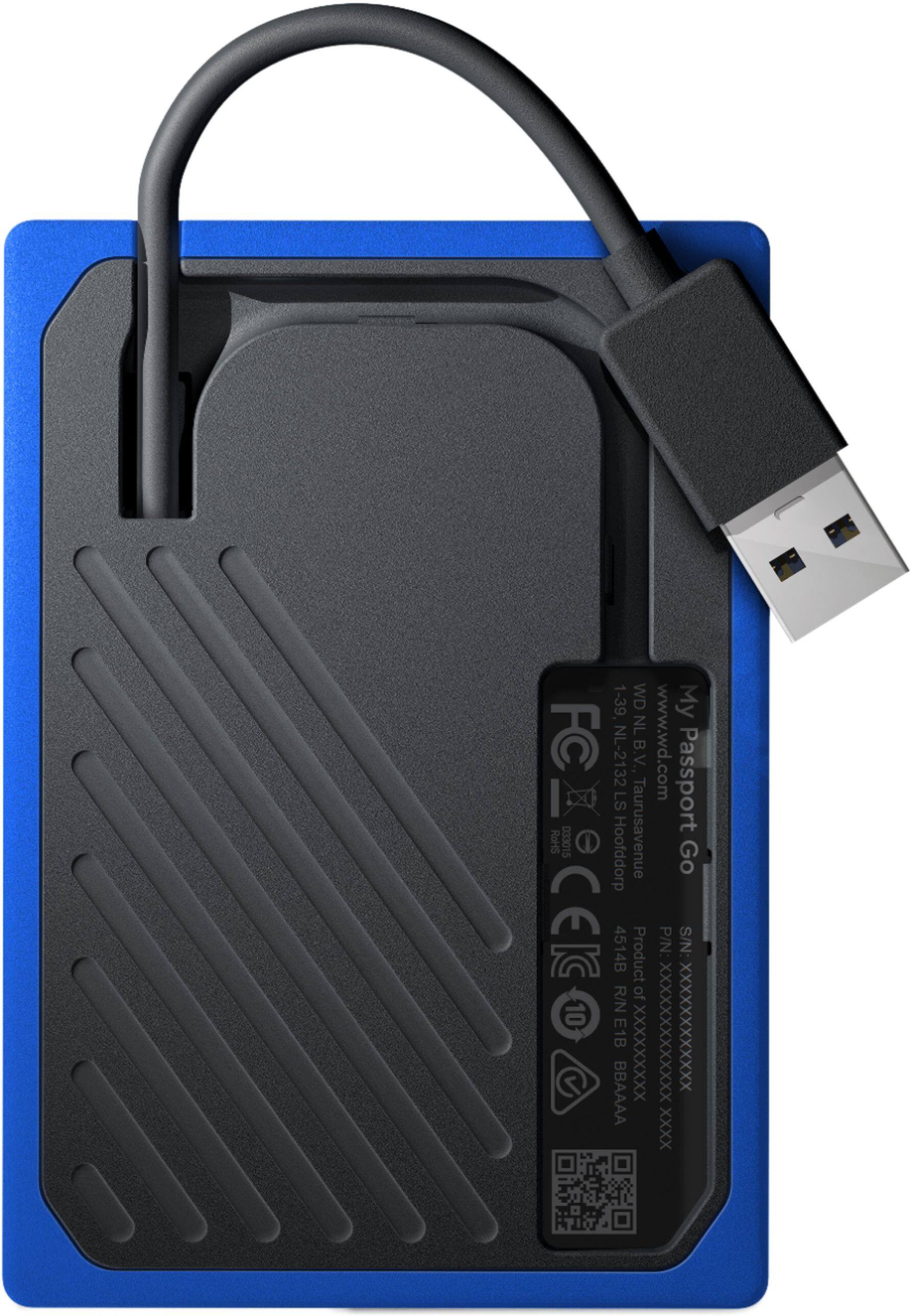 Best Buy WD My Passport Go 500GB External USB 3 0 Portable Solid State Drive Black With Cobalt 