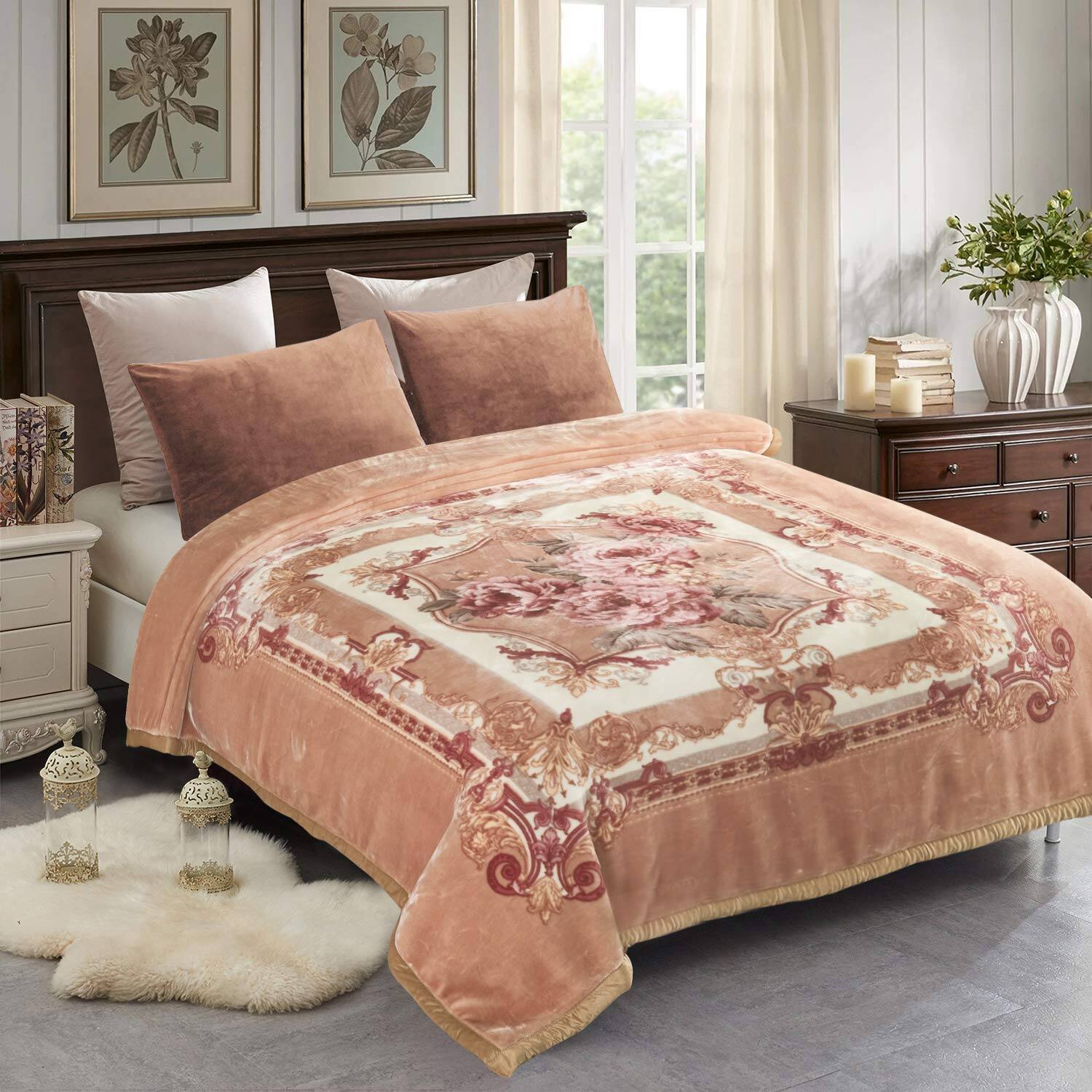 NICHOLAS KLEIN Korean Style Fleece Blanket King Size 87x94 Inches 10.5 ...