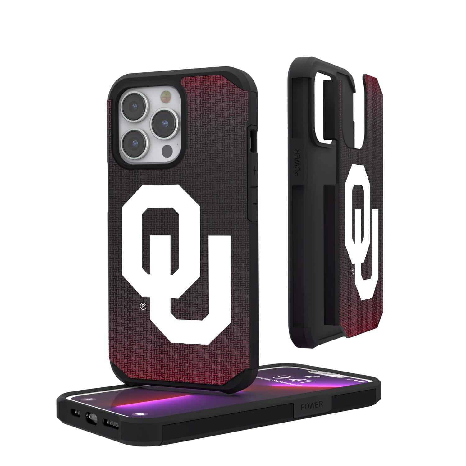 Keyscaper - NCAA - Oklahoma Sooners Linen Logo iPhone Rugged - 14 Pro ...