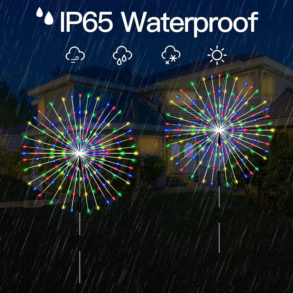 PARKER SLATER 4 Pack Solar Firework Garden Lights, 120 LED Waterproof Decorative Pathway Lights ...
