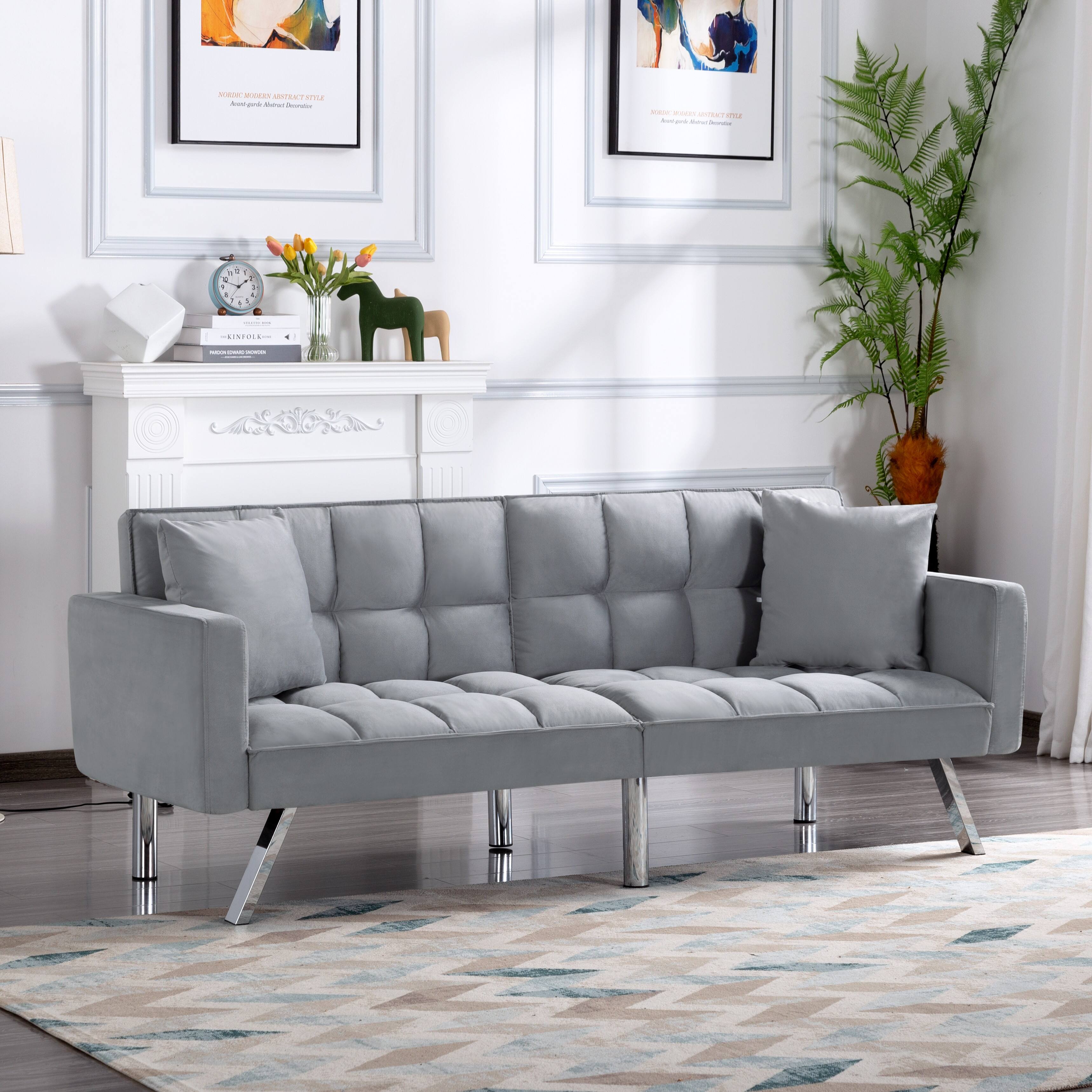 DOMETOUR - 74” Futon bed with 2 pillows, Recliner Sleeper with ...