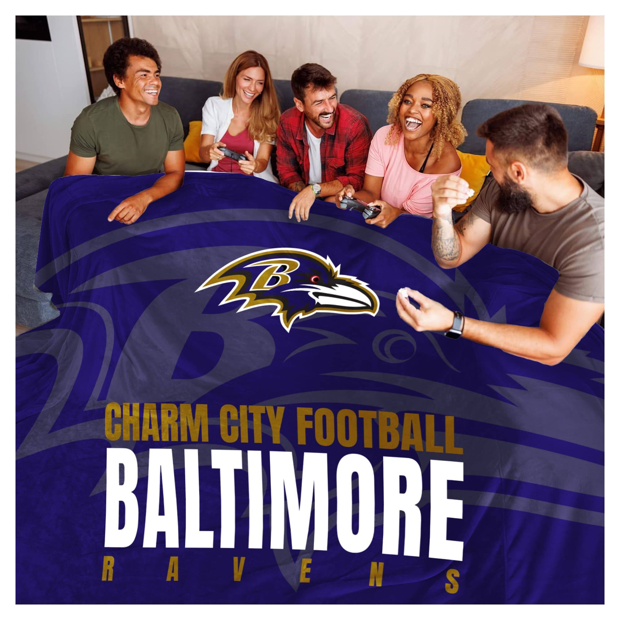 Pegasus Baltimore Ravens 60" x 90" Oversized Slogan Fade Ultra Cozy FAN ...