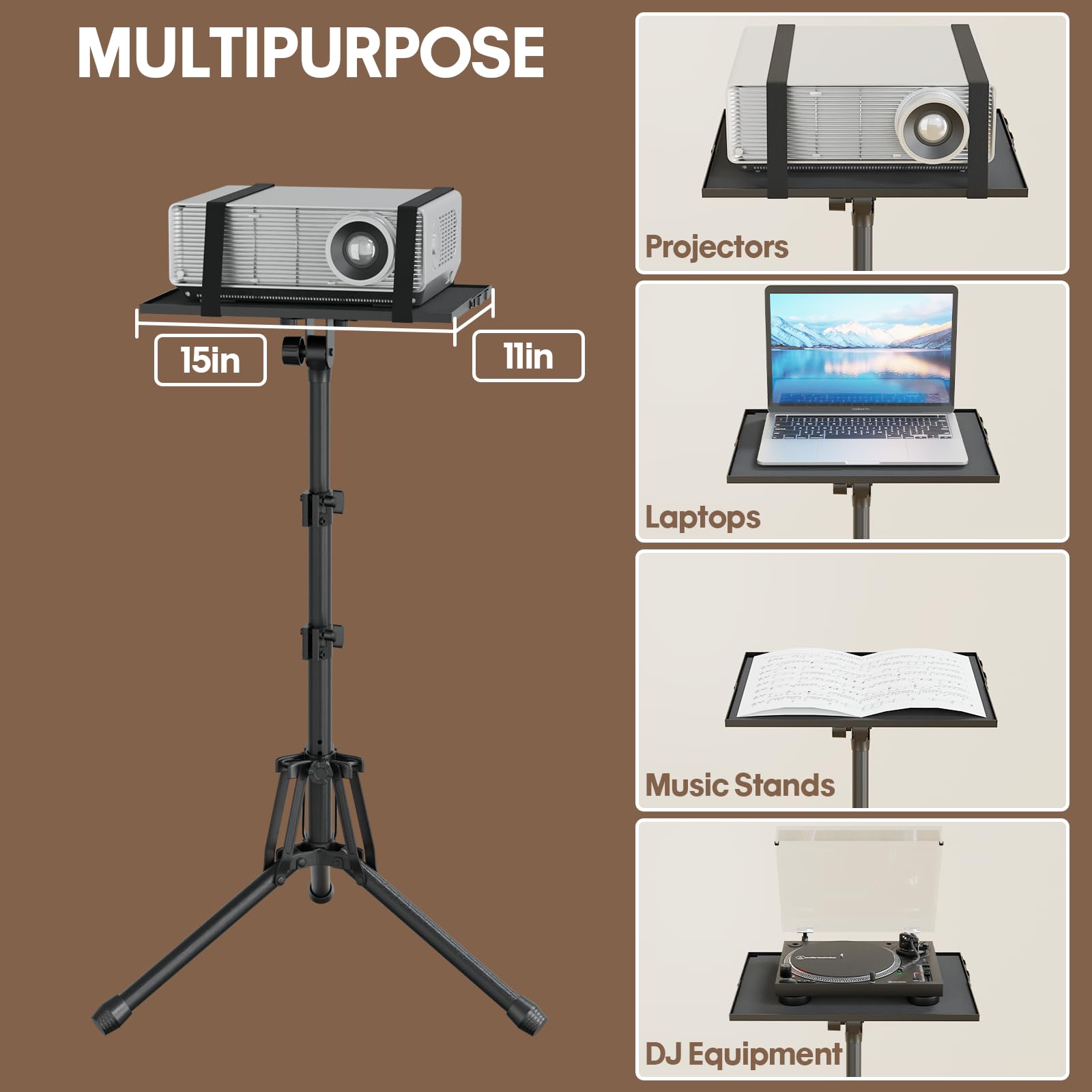 Cedar Assembly Projector Stand Height 20 To 61 Tripod With Mouse Tray ...