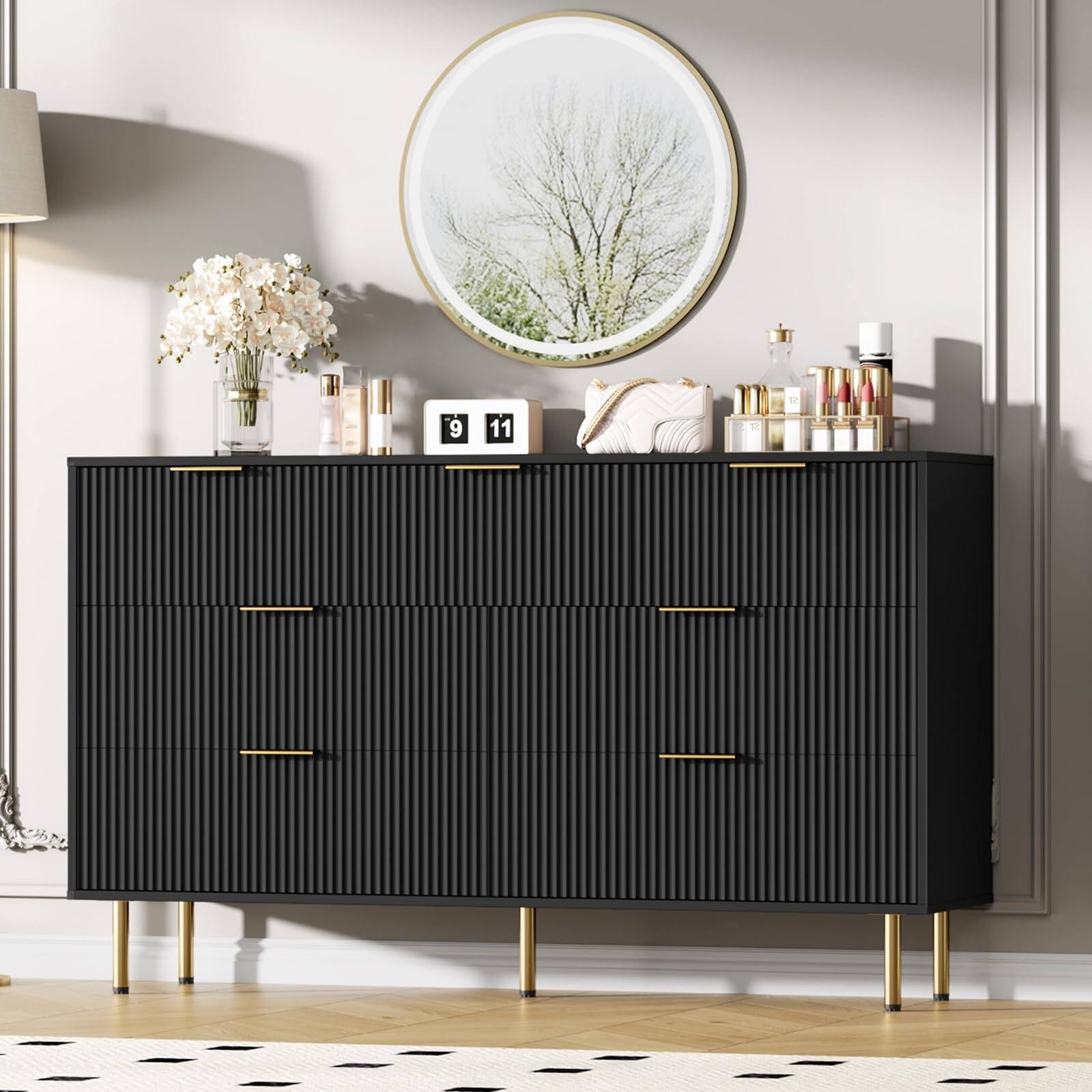 Jojoka 7 Drawer Fluted Dresser for Bedroom, Modern Wooden Storage Chest ...