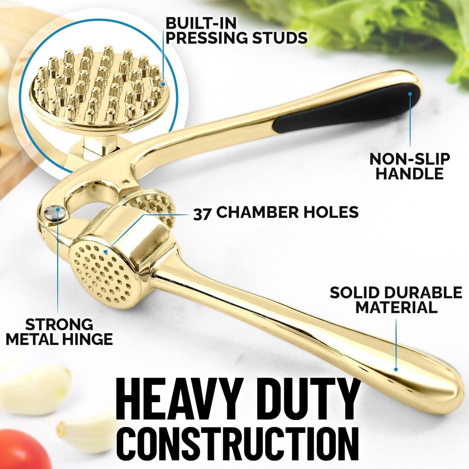 Zulay Kitchen Premium Garlic Press with Soft, Easy to Squeeze Handle ...
