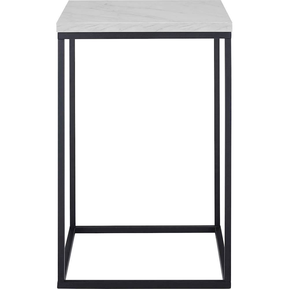 Walker Edison Modern Open Sided End/Side Table Faux White Marble/Black ...
