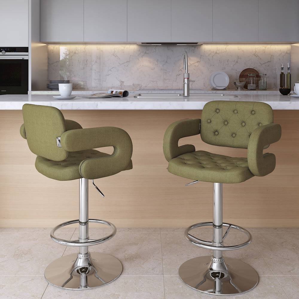 Best Buy: CorLiving Tufted Woven Fabric Kitchen Chairs (Set of 2) Olive ...