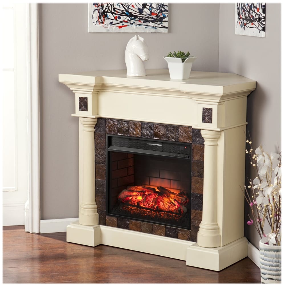 Best Buy: SEI Furniture Carrington Electric Fireplace Ivory With Earth ...