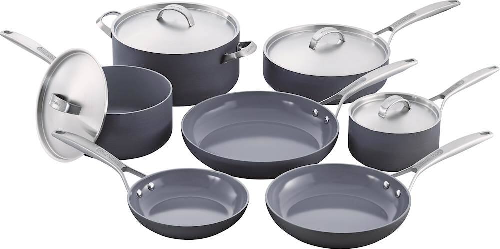Best Buy: GreenPan Paris Pro 11-Piece Cookware Set Gray CC000045-001