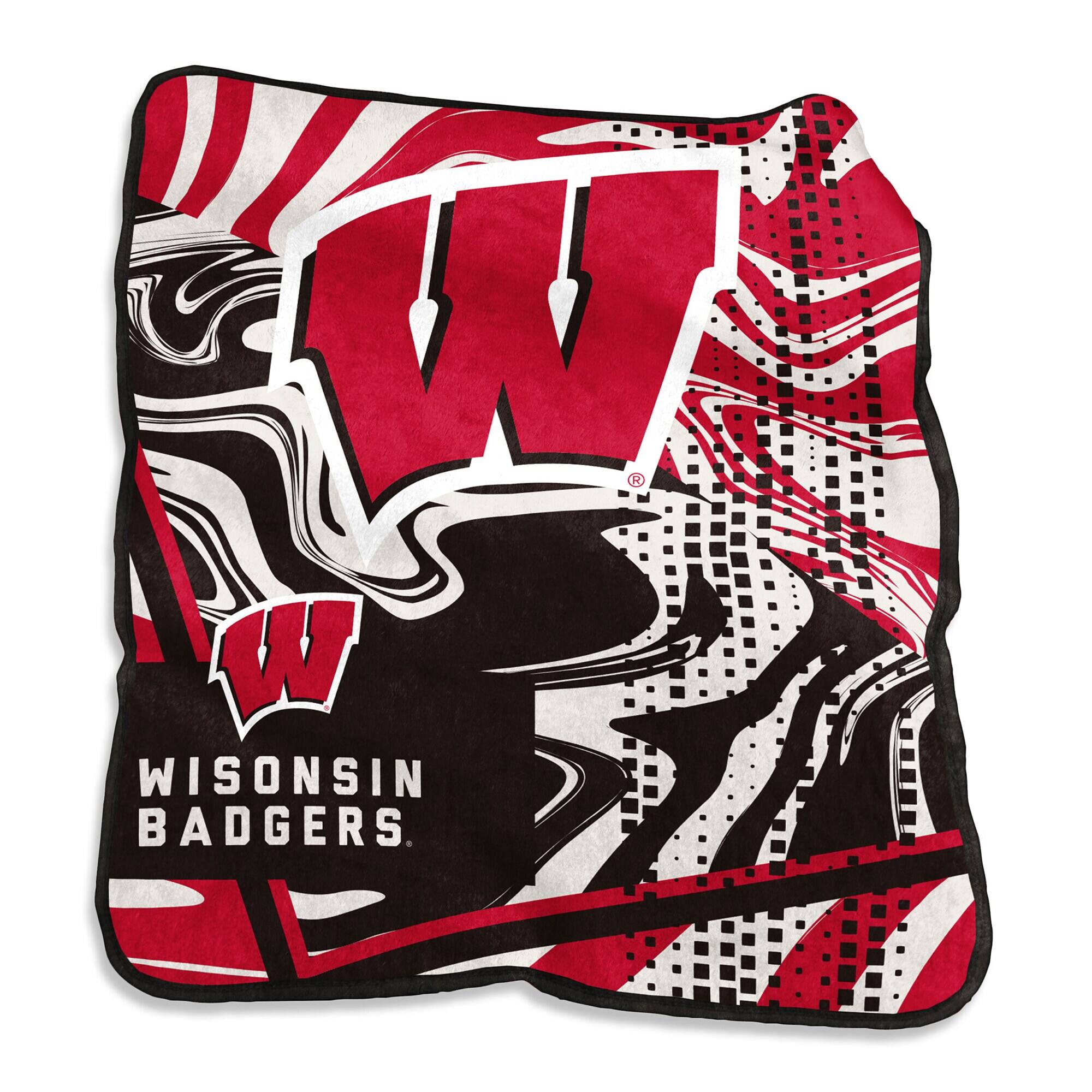 Logo Brands Wisconsin Badgers 50" x 60" Swirl Raschel Throw Blanket ...