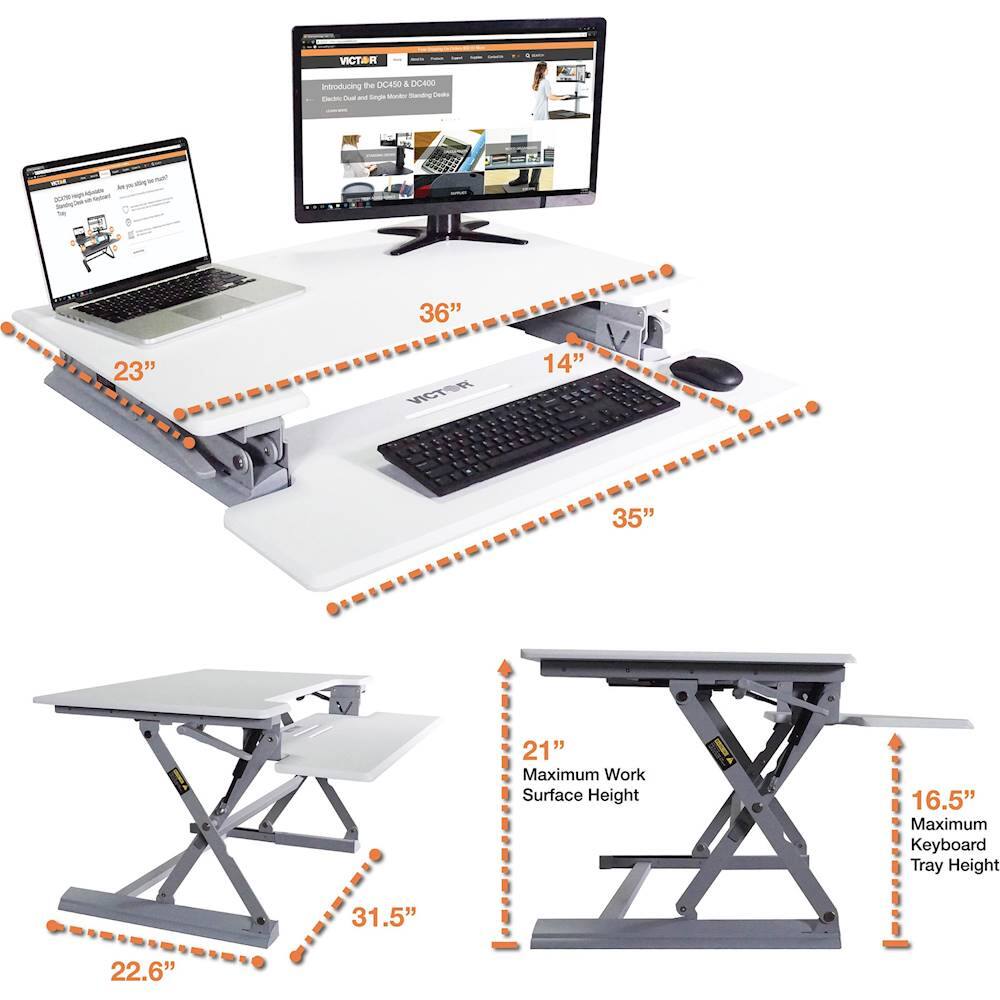 Customer Reviews: Victor Adjustable Standing Desk with Keyboard Tray ...