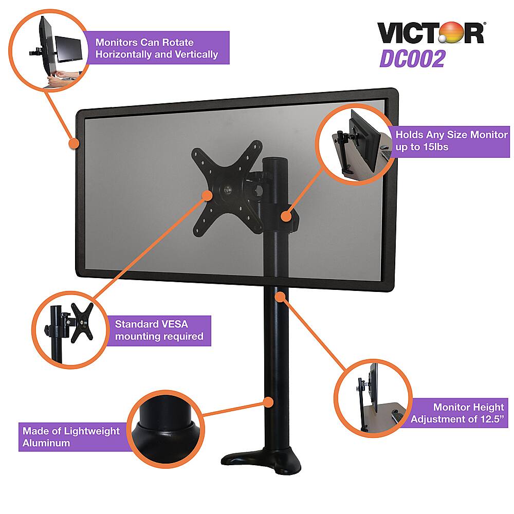 Best Buy: Victor Monitor Mount with Single and Dual Arm Components ...