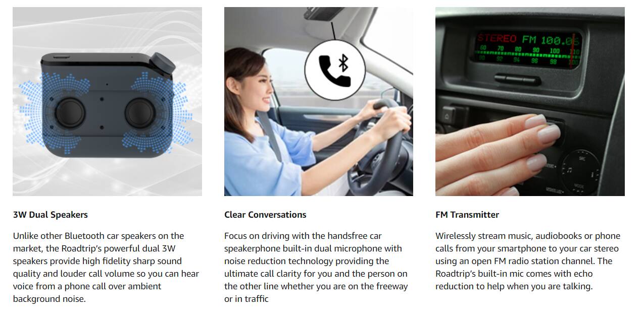 Avantree Roadtrip Car Bluetooth Speaker & Wireless FM Transmitter Kit 2 ...