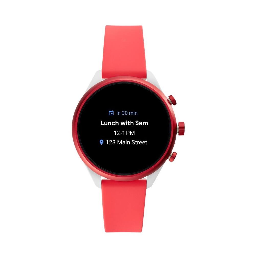 Best Buy: Fossil Sport Smartwatch 41mm Aluminum Red with Red Silicone ...