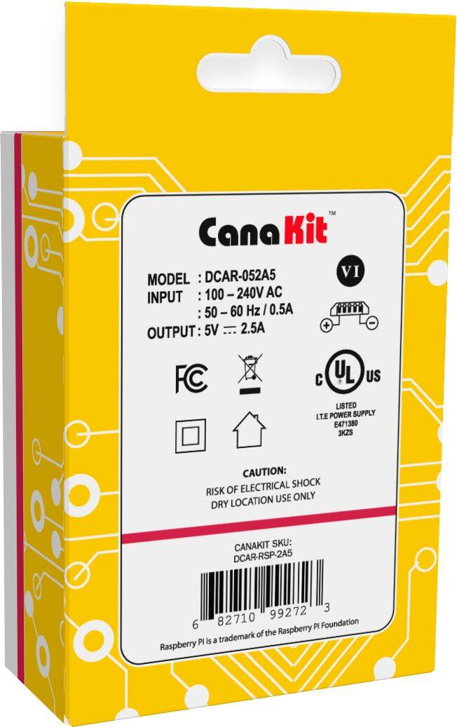 Best Buy: CanaKit Power Adapter for Raspberry Pi 3 Black DCAR-RSP-2A5