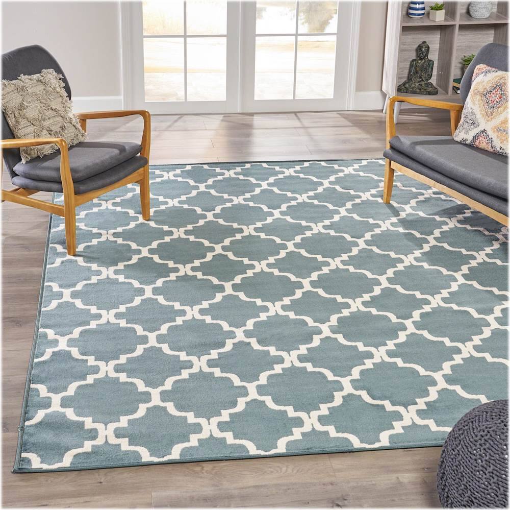 Best Buy: Noble House Tennent Geometric 7'10" x 10' Rug Blue/Ivory 306144
