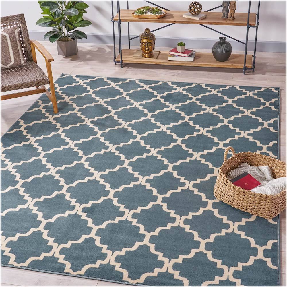 Best Buy: Noble House Tennent Geometric 7'10" x 10' Rug Blue/Ivory 306144