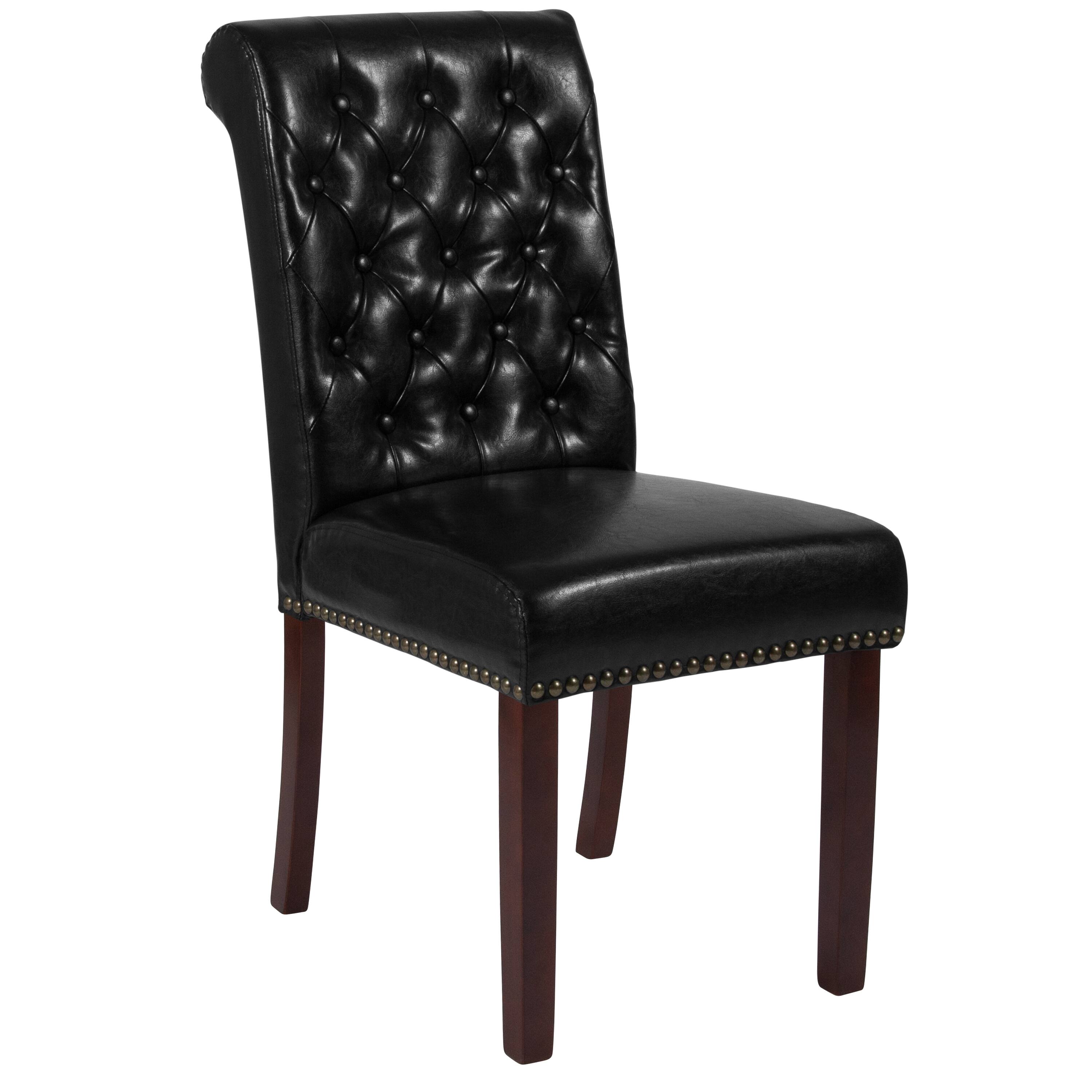 Emma + Oliver Upholstered Rolled Back Parson's Chair with Nailhead Trim ...