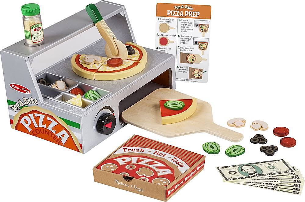 Melissa & Doug Top & Bake Pizza Counter Wooden Play Food Multi 9465 ...