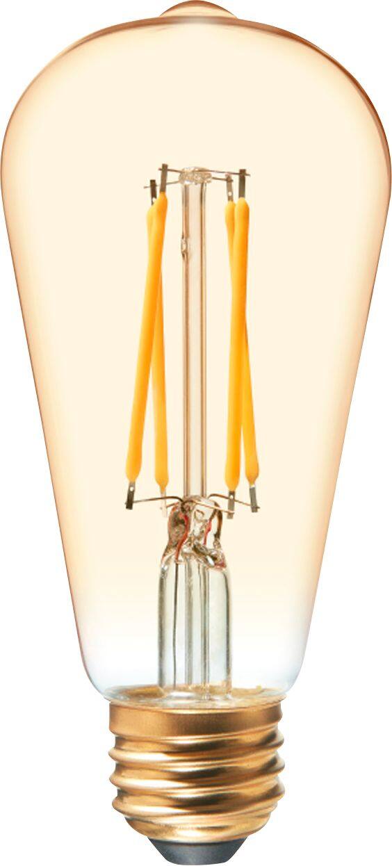 GE Vintage 400 Lumen, 5.5W Dimmable ST19 LED Light Bulb, 40W Equivalent (2 Pack) Amber 42194 ...