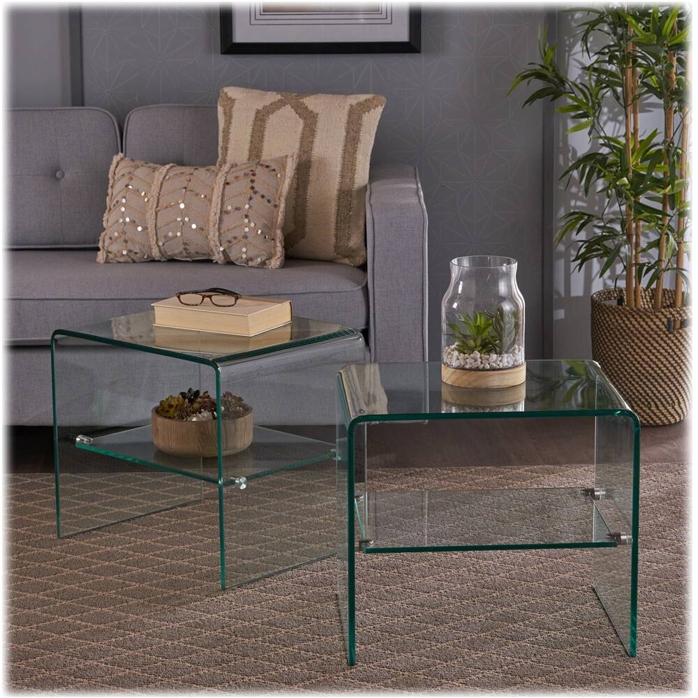 Best Buy: Noble House Lansdale Rectangular Tempered Glass End Table ...