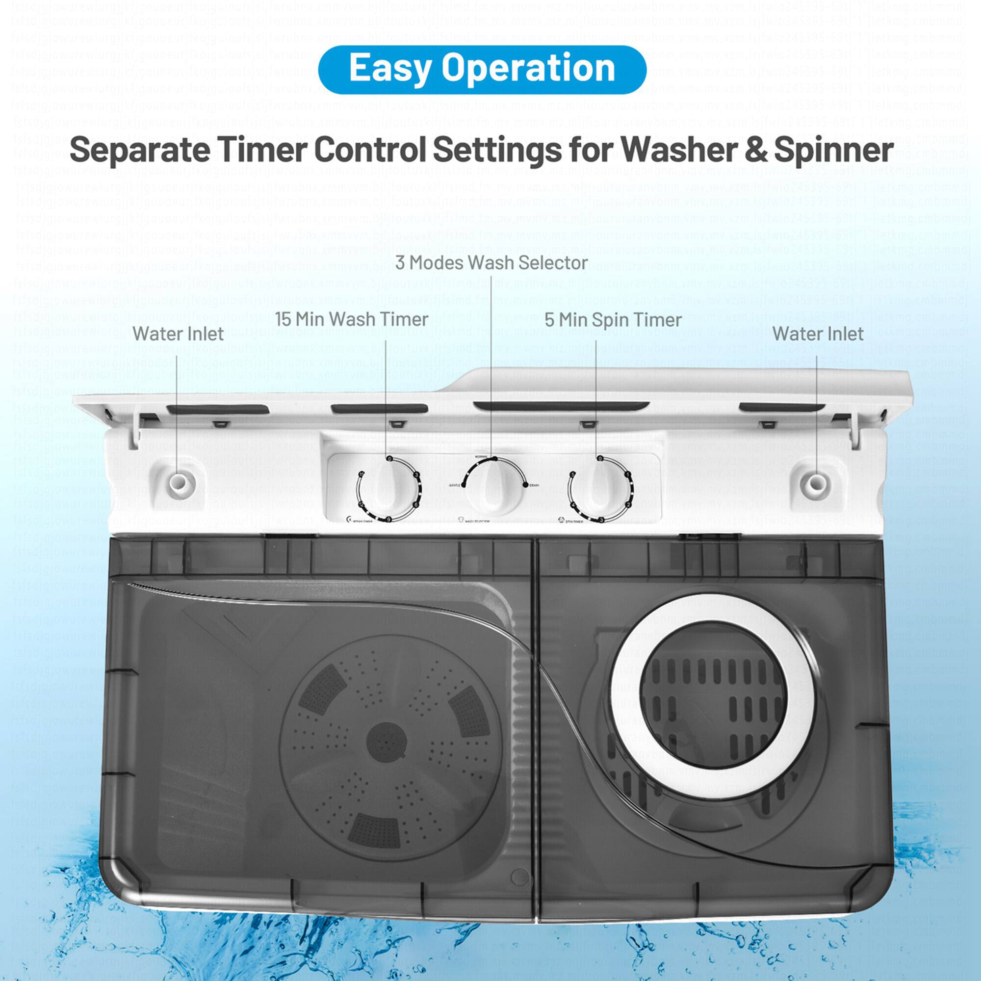 26 lb. Portable Semi Automatic Washing Machine with Built in Drain Pump ...