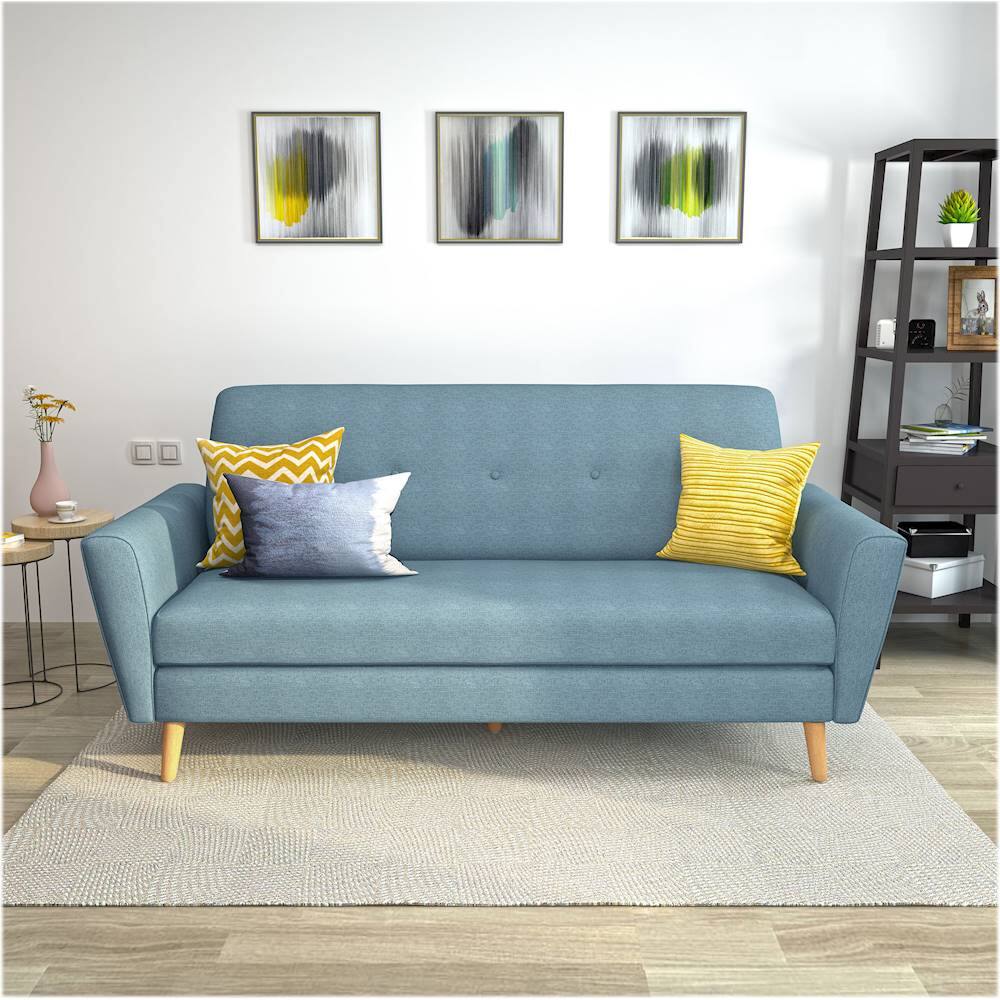 Best Buy: Noble House Tecate 3-Seat Fabric Sofa Blue 304457