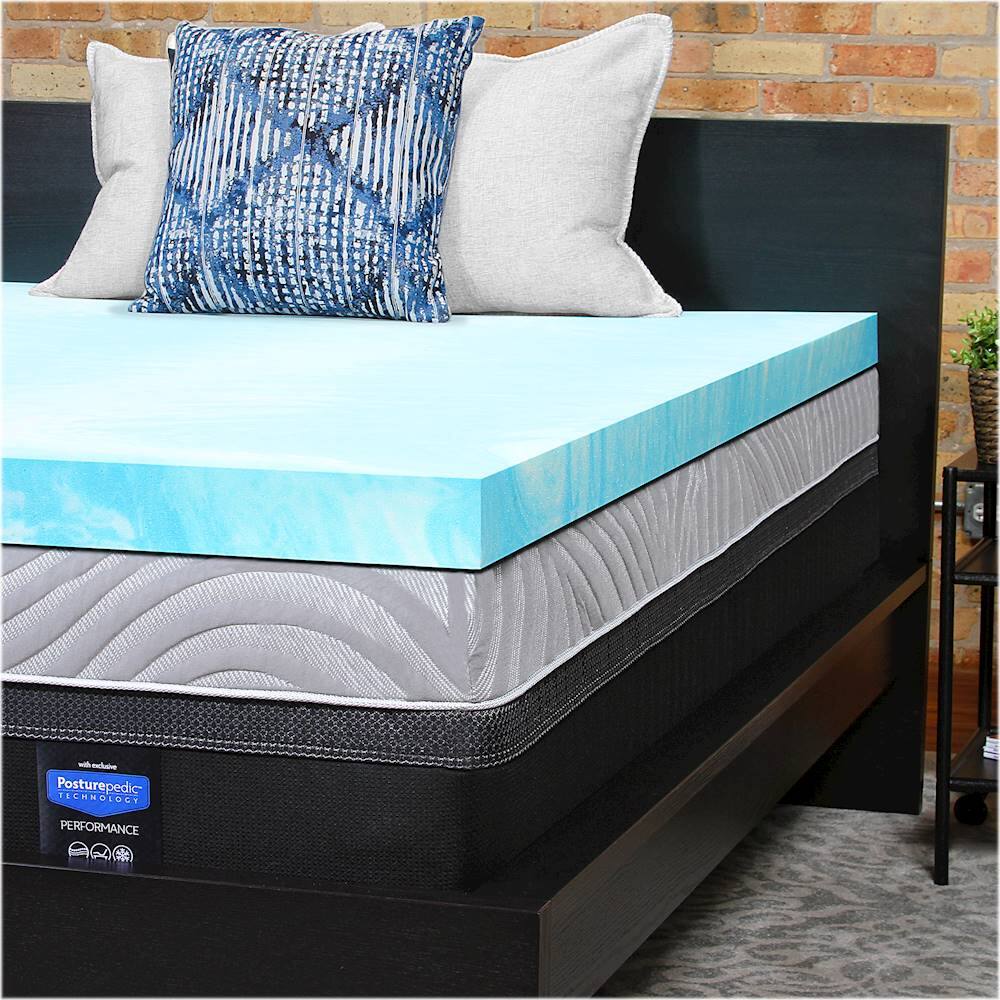 Best Buy: Sealy Essentials 3" Cooling Gel Memory Foam King Topper Blue ...