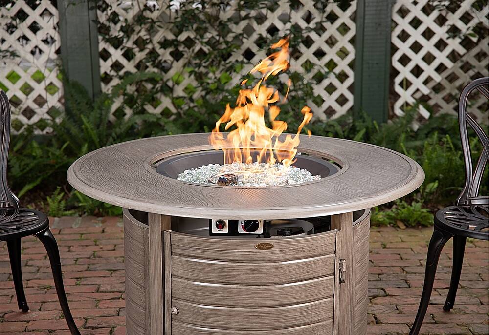Best Buy: Fire Sense Thatcher Round Aluminum LPG Fire Pit Barnwood 62742