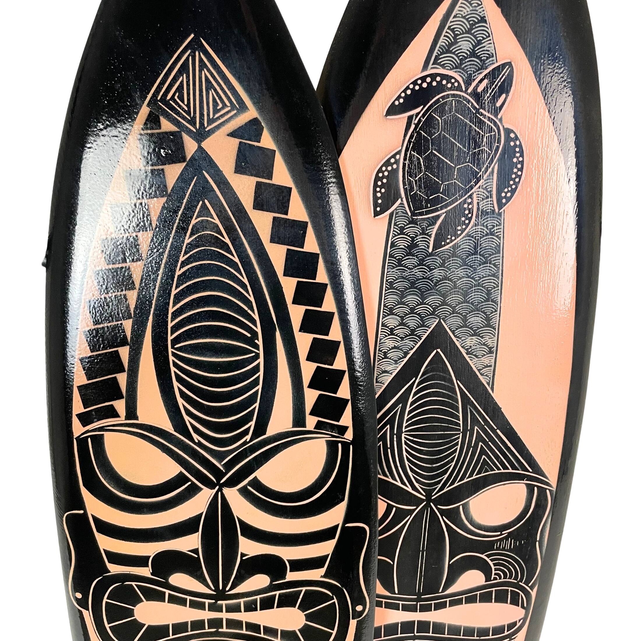 Things2Die4 Set of 2 Surfboards – Tiki Mask Design, 39" Wood Wall Art ...