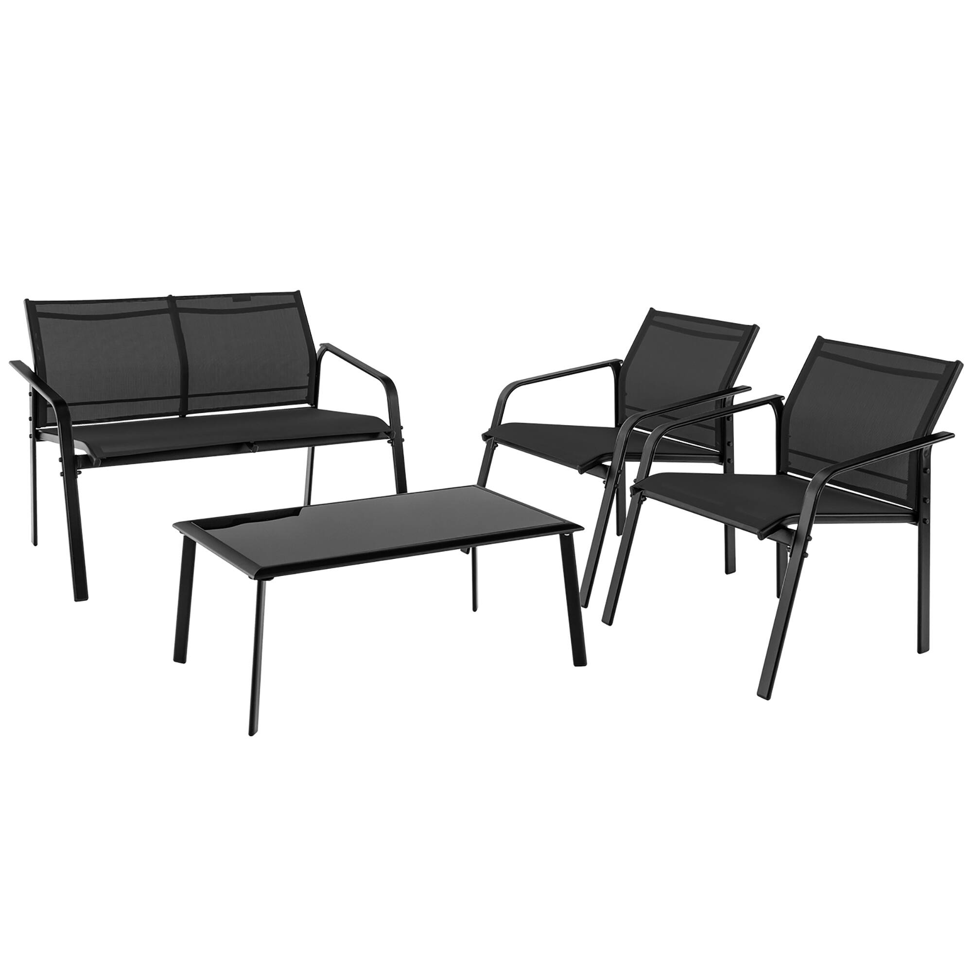 Gymax 4PCS Patio Conversation Futniture Set w/ Fabric and Anti Rust ...