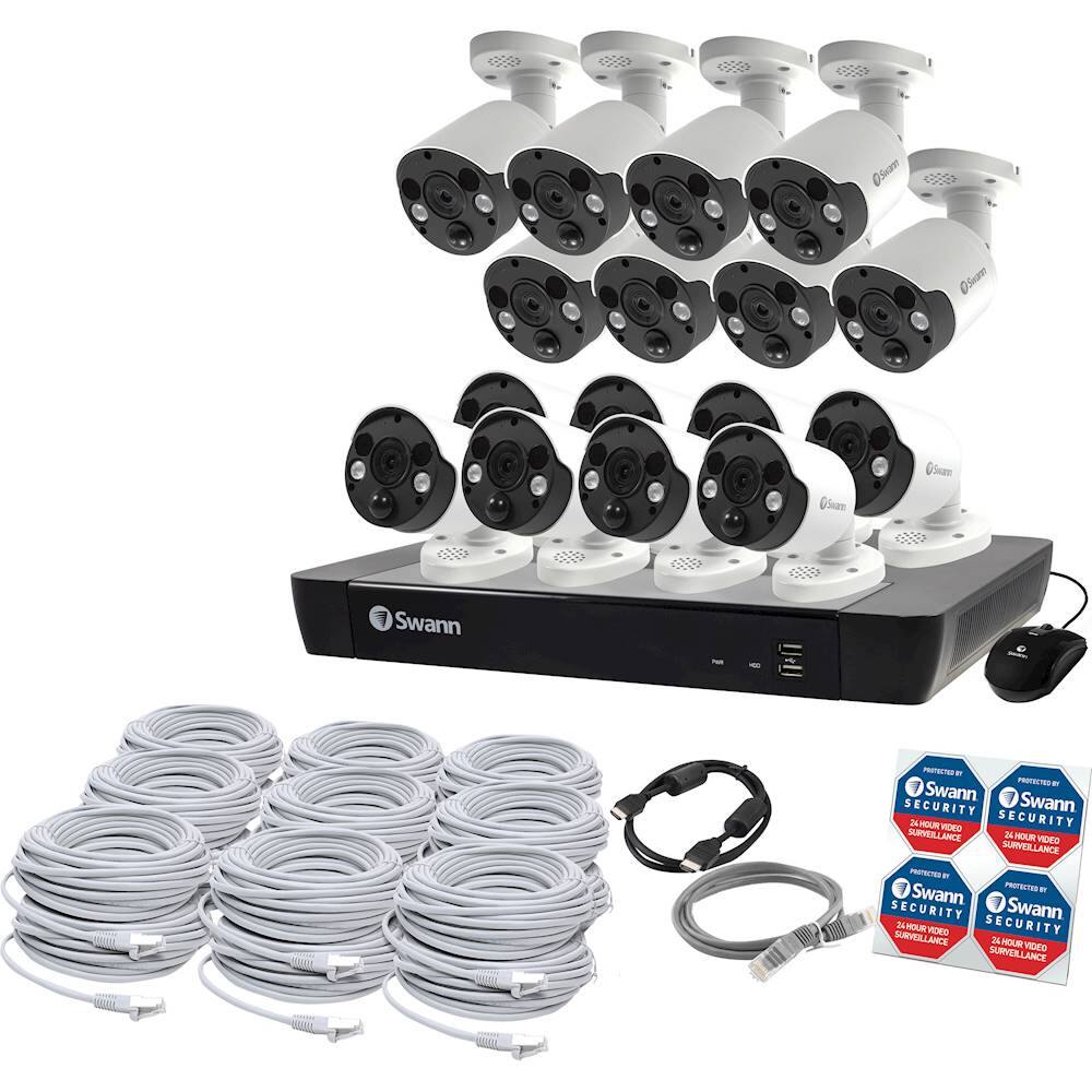 Best Buy: Swann 16-Channel, 16-Camera Indoor/Outdoor Wired 4K UHD 2TB ...