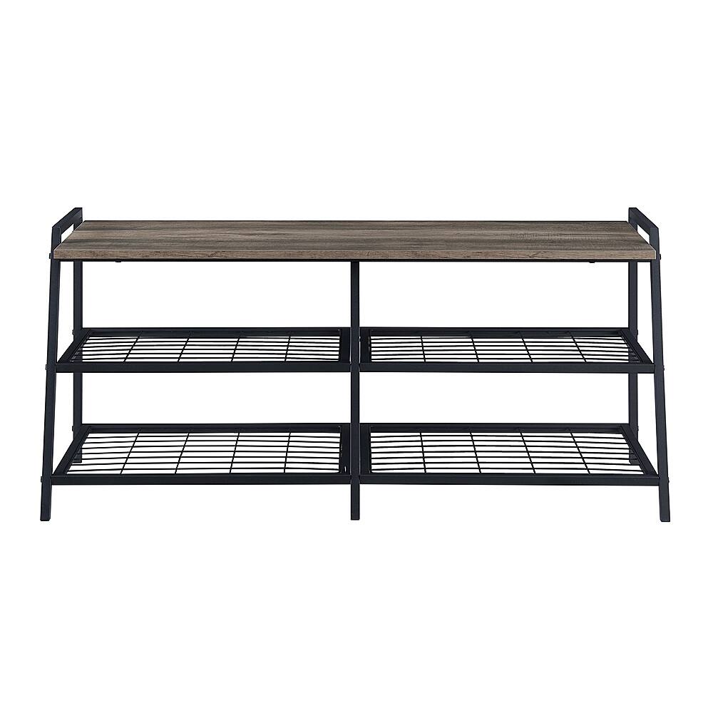 Walker Edison Industrial Modern Entryway Shoe Rack Bench Grey Wash ...