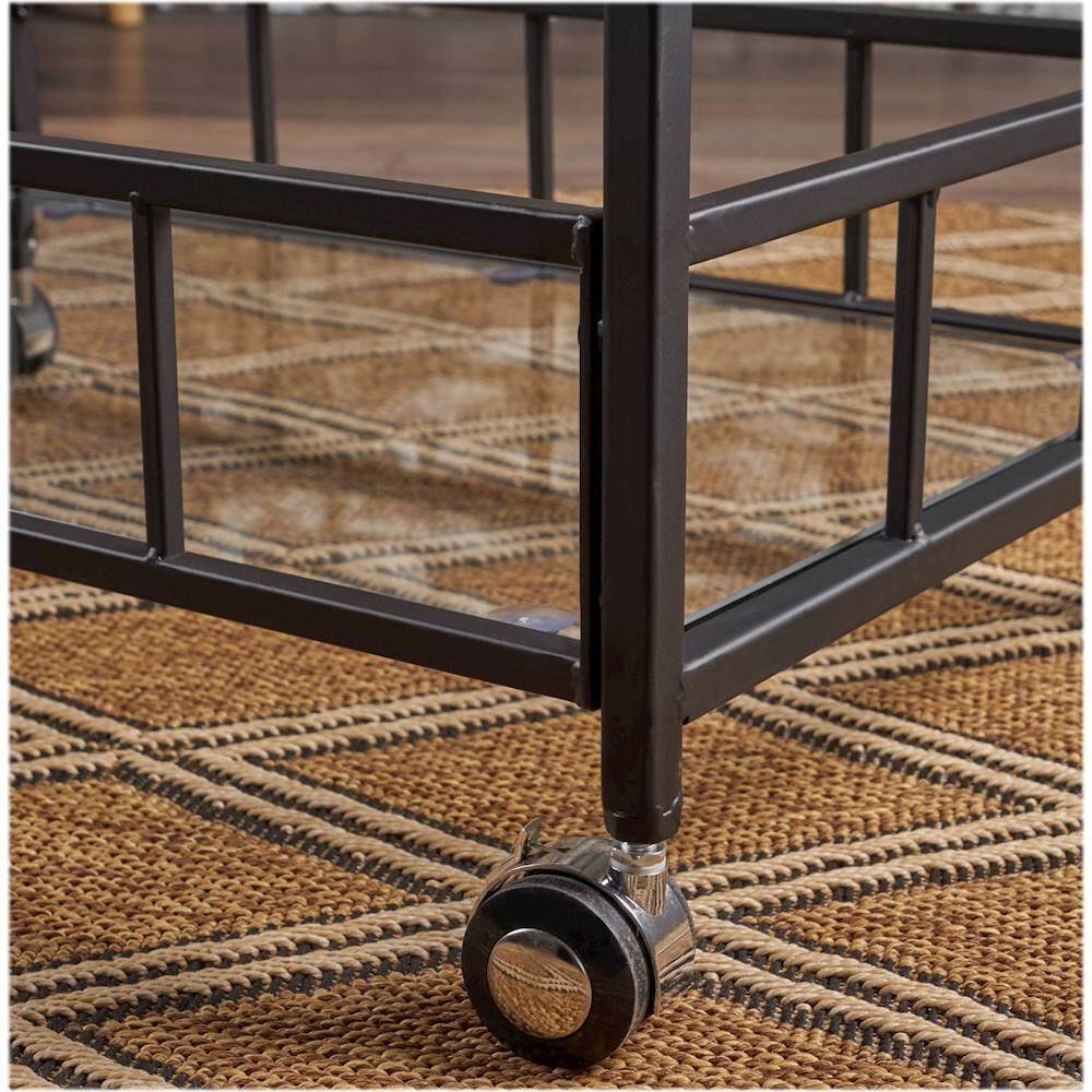 Customer Reviews: Noble House Fowler Tempered Glass and Iron Bar Cart ...