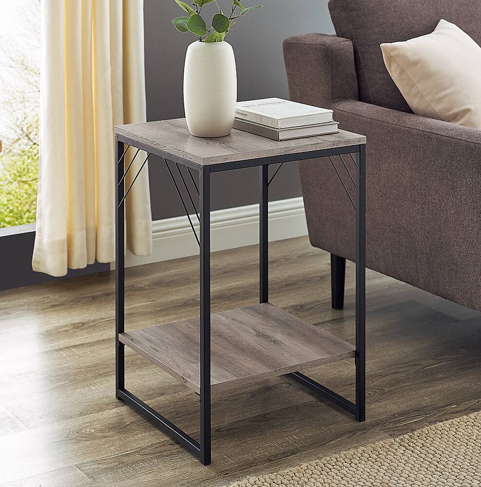 Best Buy: Walker Edison Industrial Metal Accent Side Table Gray Wash ...
