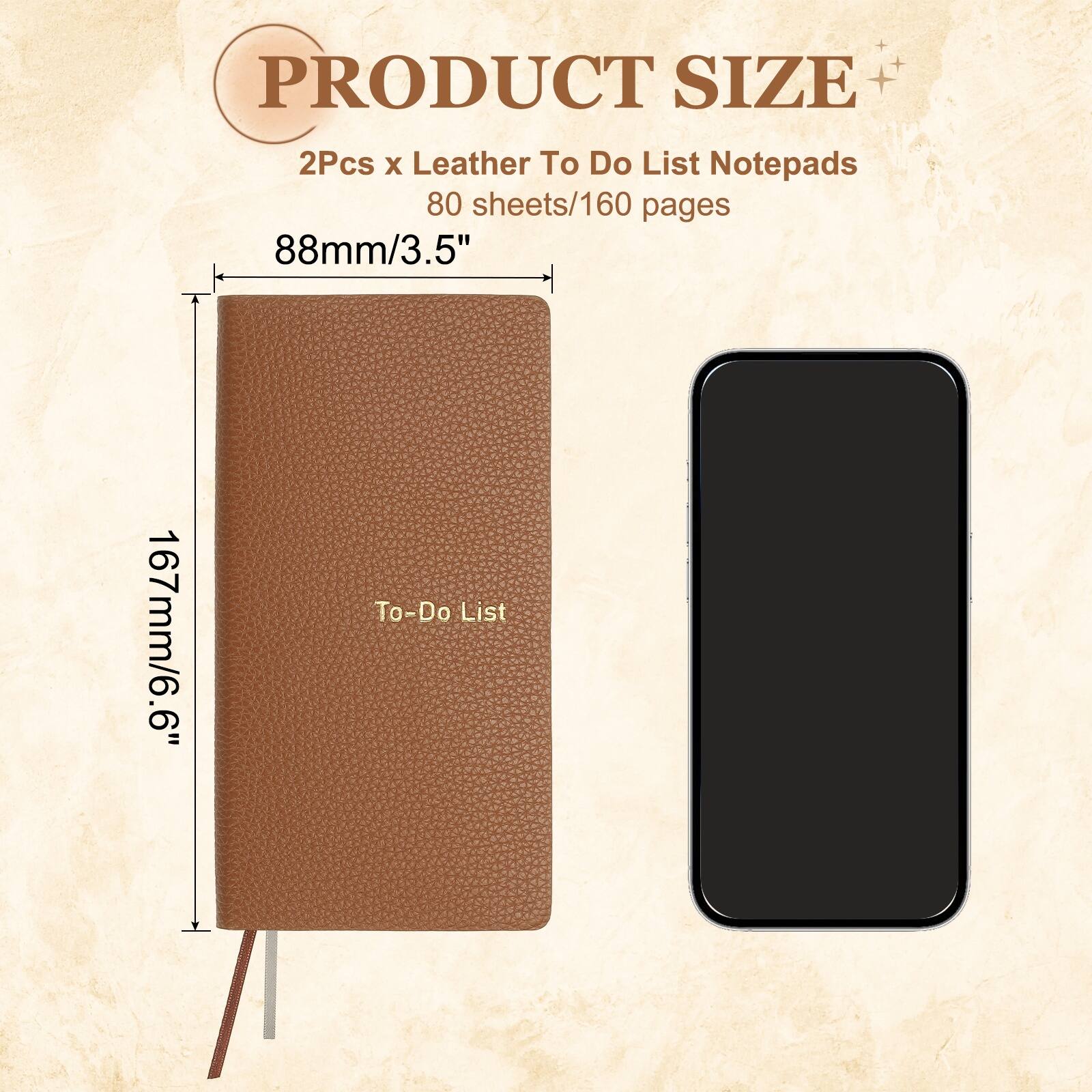 Unique Bargains 2pcs Leather To Do List Notepads 160 Pages 6.5x3.2 Inch ...