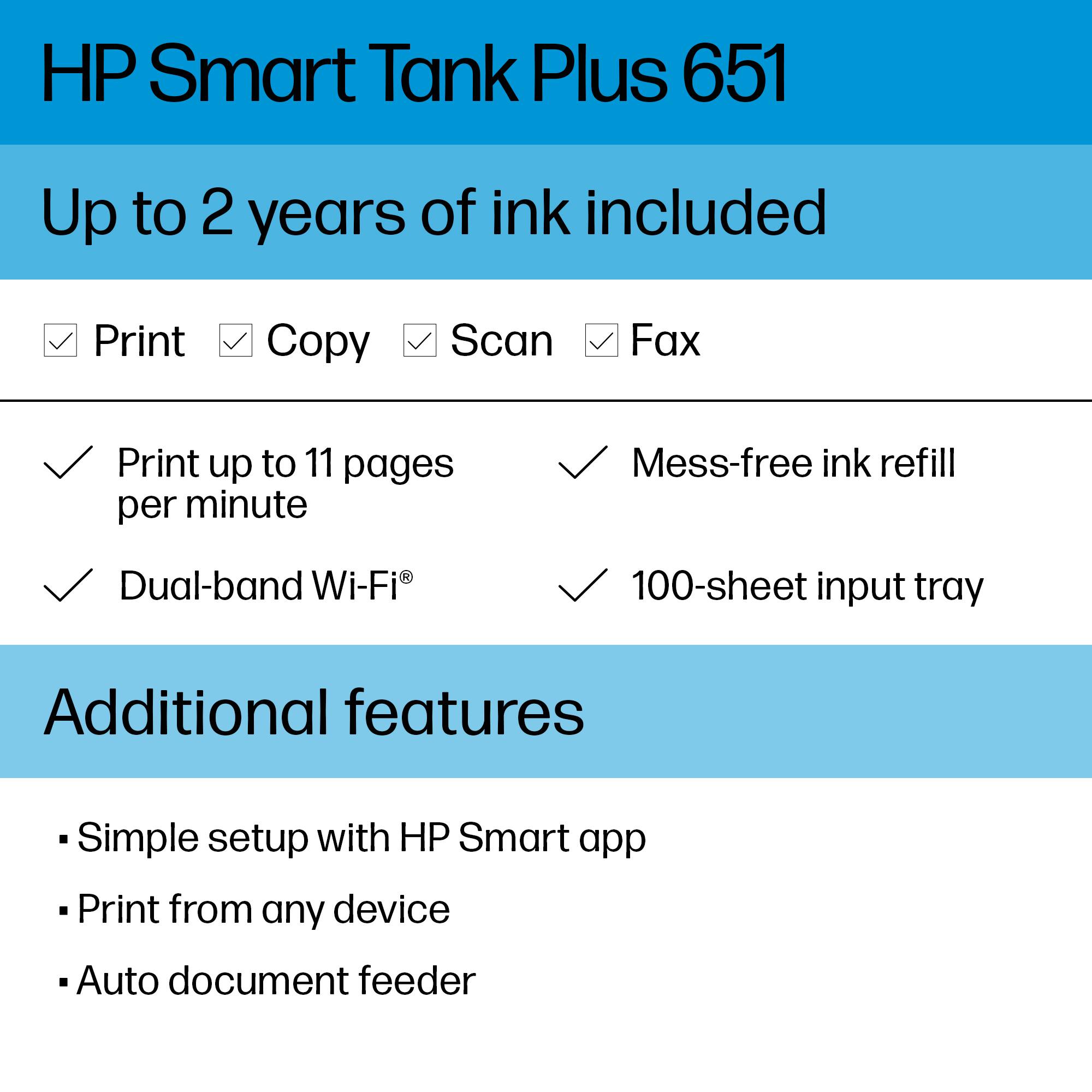 Customer Reviews: HP Smart Tank Plus 651 Wireless All-In-One Supertank ...