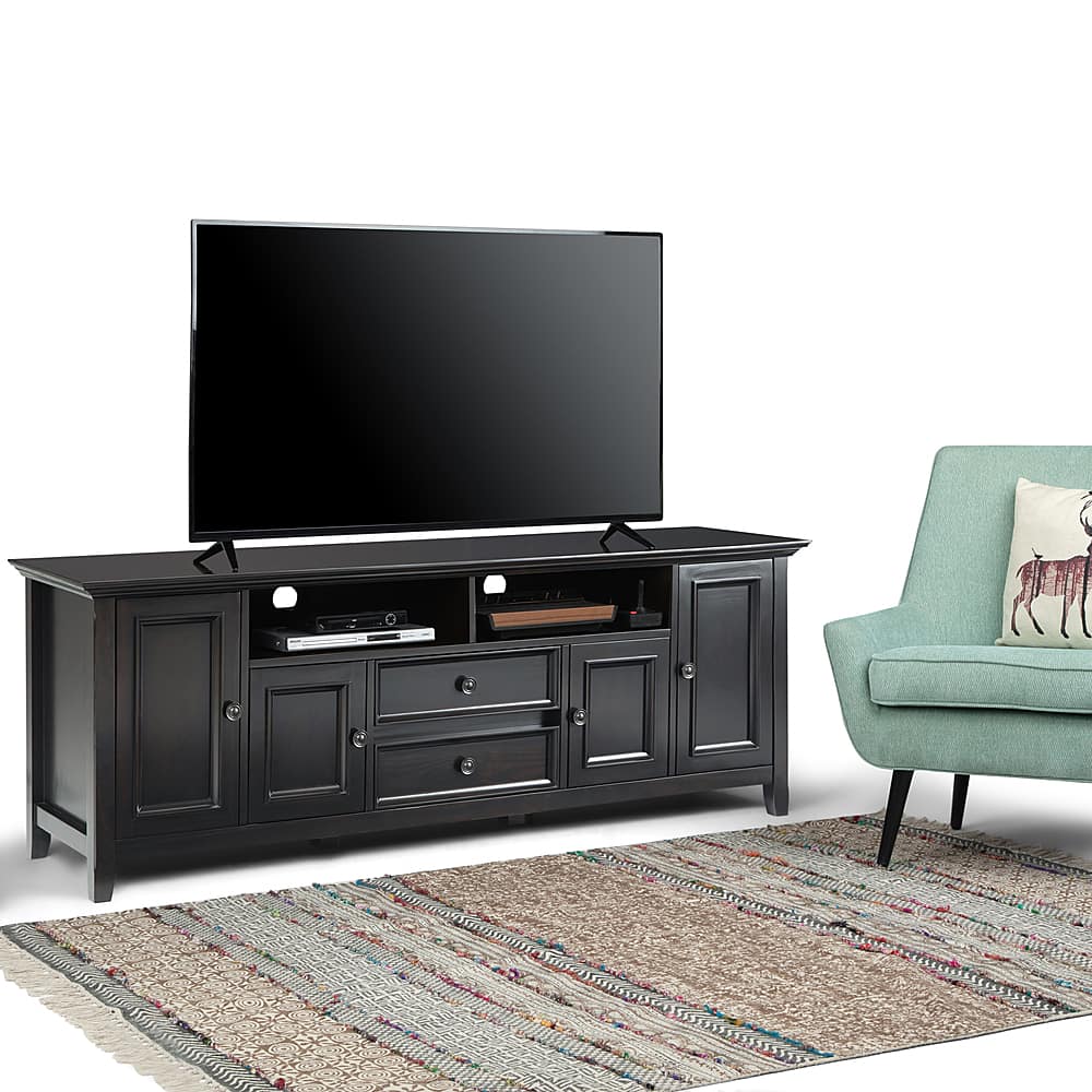 Simpli Home Amherst SOLID WOOD 72 inch Wide Transitional TV Media Stand ...
