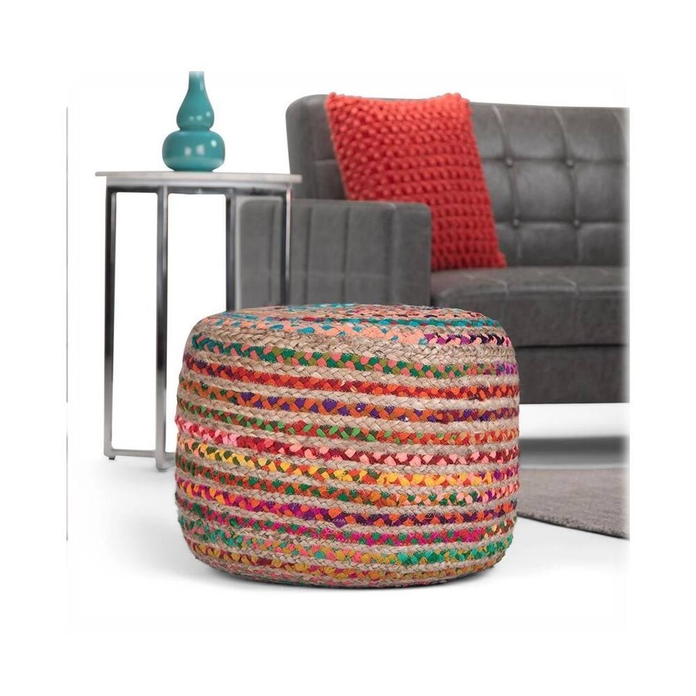 Best Buy: Simpli Home Margo Round Contemporary Polystyrene/Cotton Pouf ...