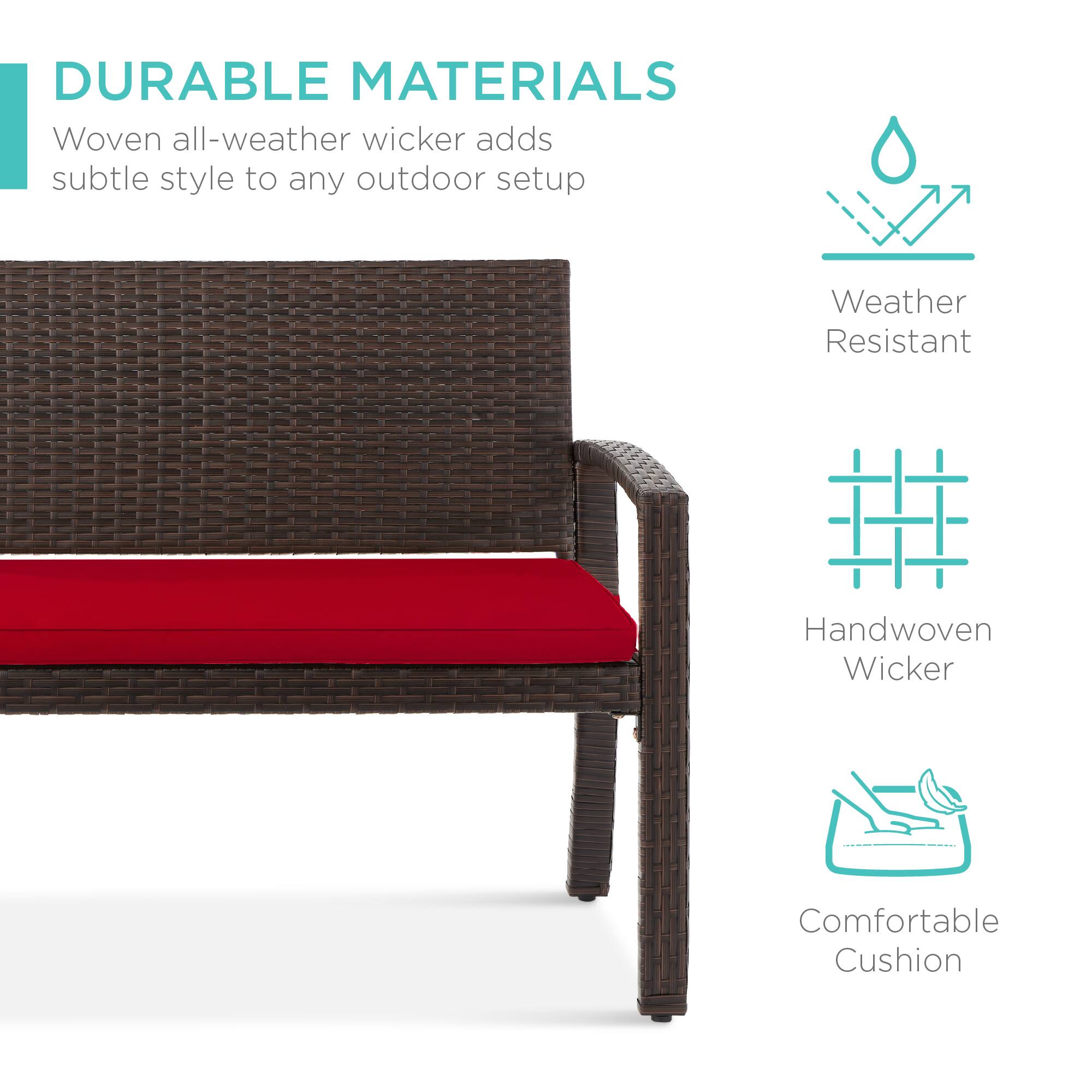 Best Choice Products 2 Person Outdoor Wicker Bench Garden Patio Porch ...