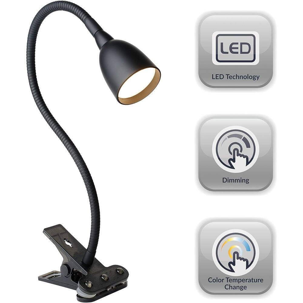 PARKER SLATER Olivia clamp desk lamp with flexible gooseneck, dimmable ...